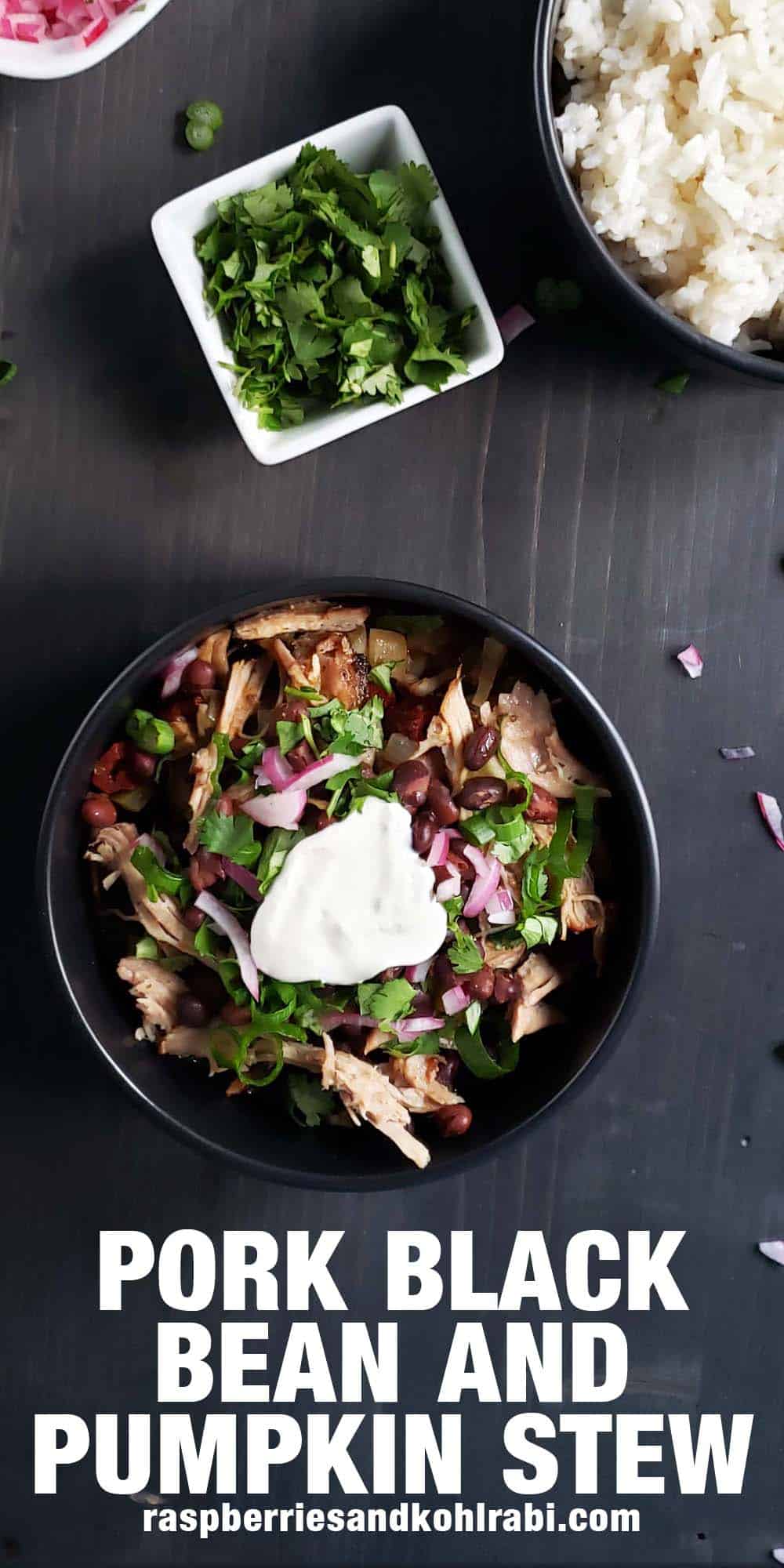 Pumpkin Pork Stew with Black Beans - Raspberries and Kohlrabi